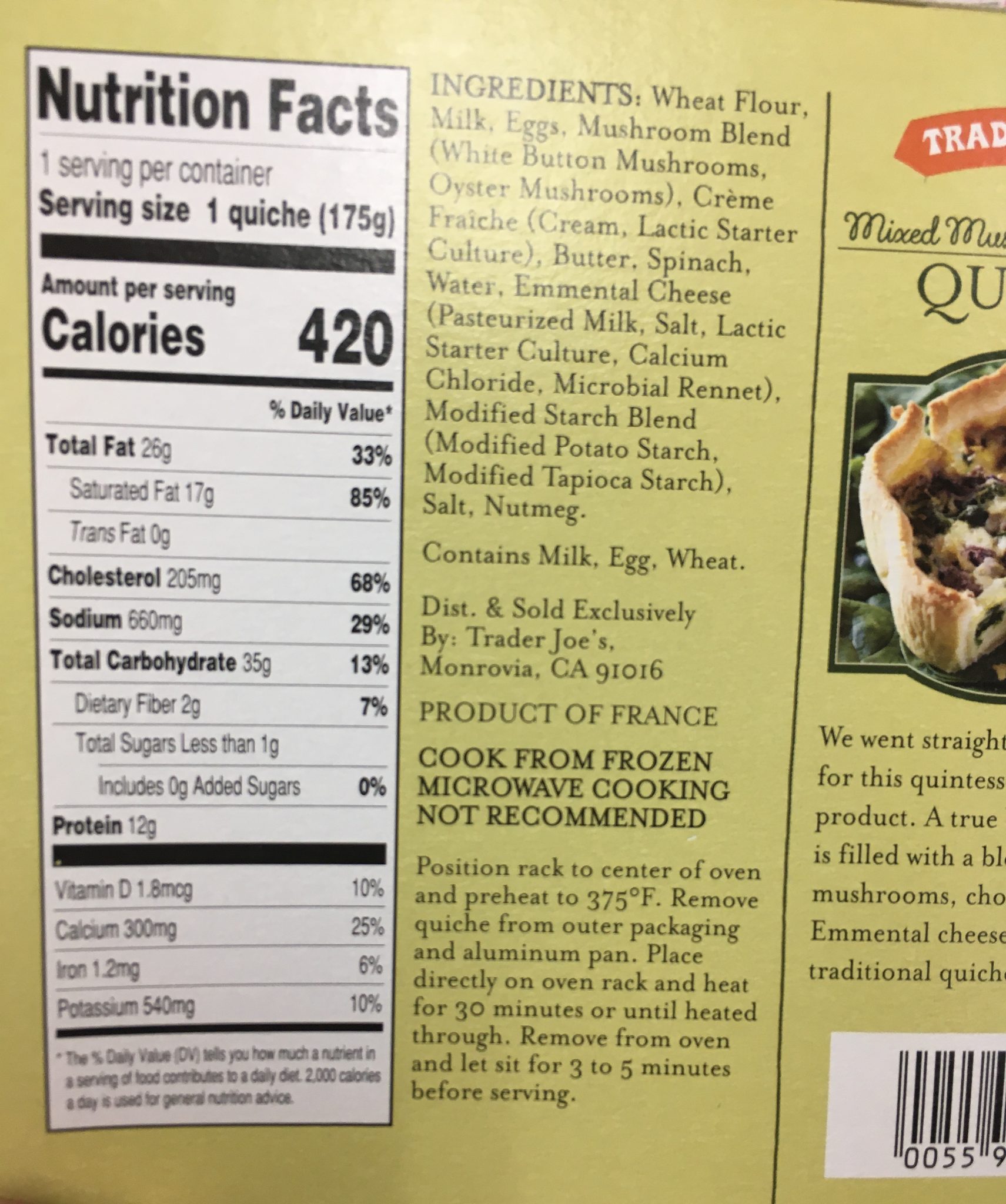 Trader Joes Quiche Mushroom And Spinach Trader Joes Reviews